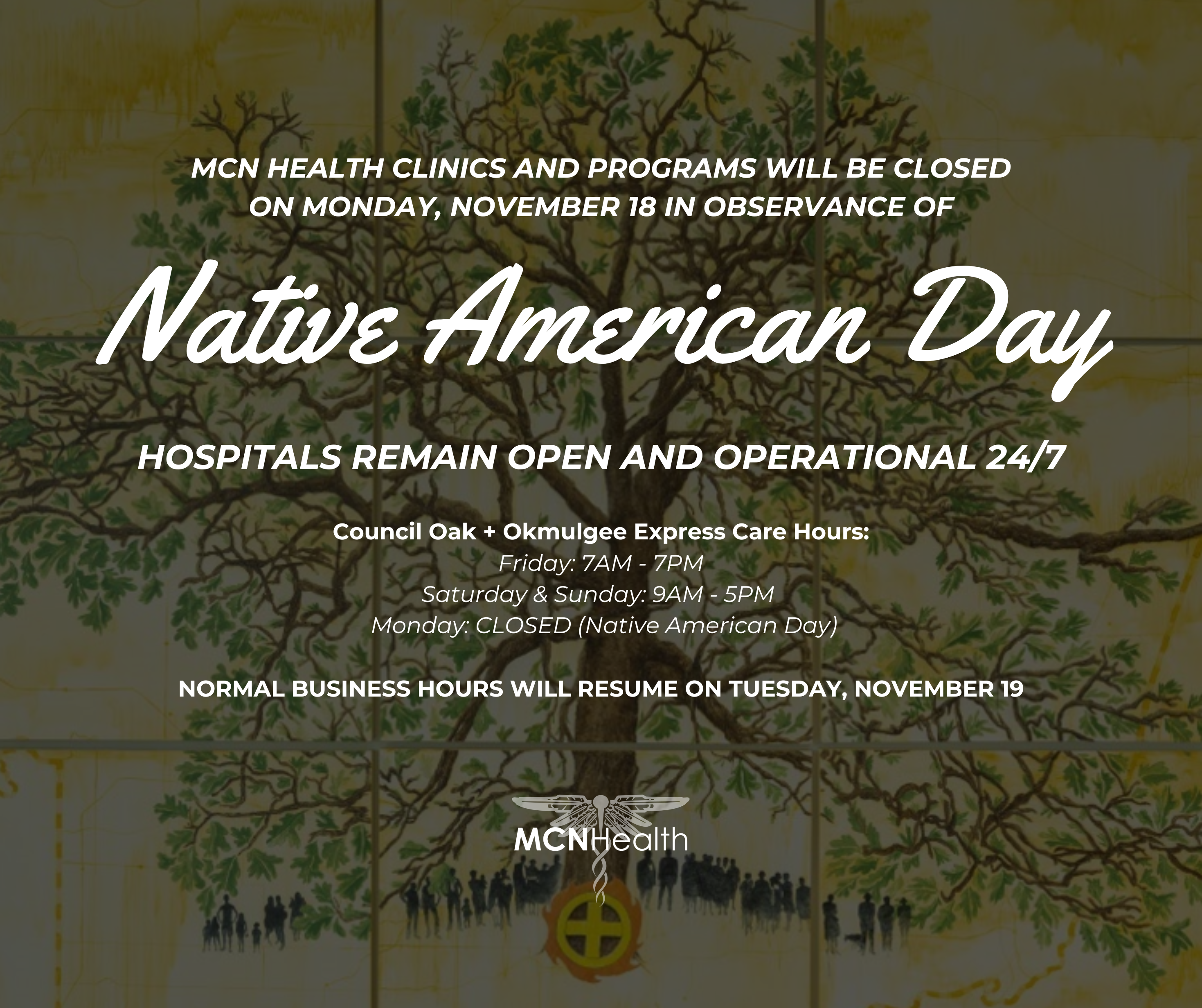 Native American Day Clinic Closure - Muscogee Nation Department of ...