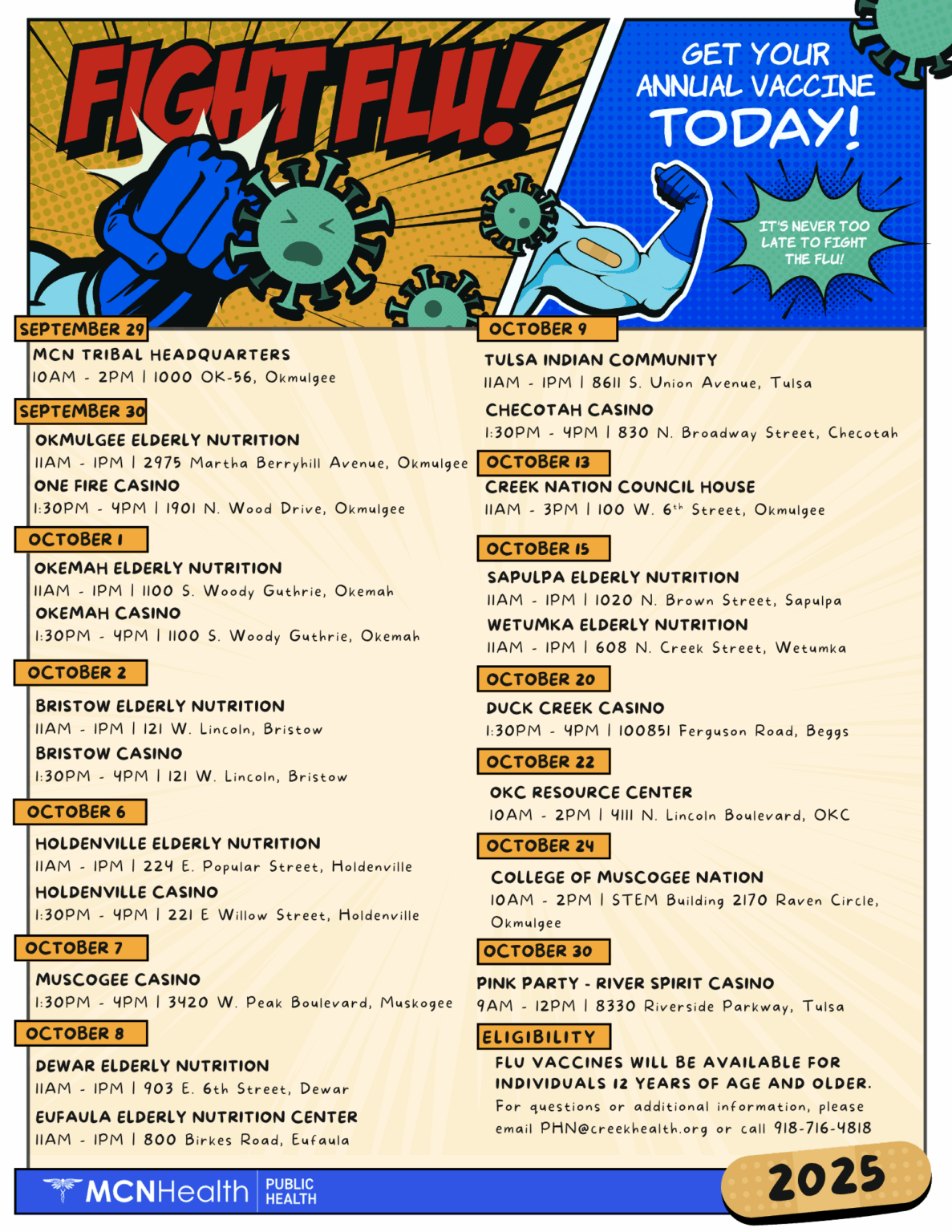 2025 Mobile Flu Vaccine Clinics - Muscogee Nation Department of Health ...
